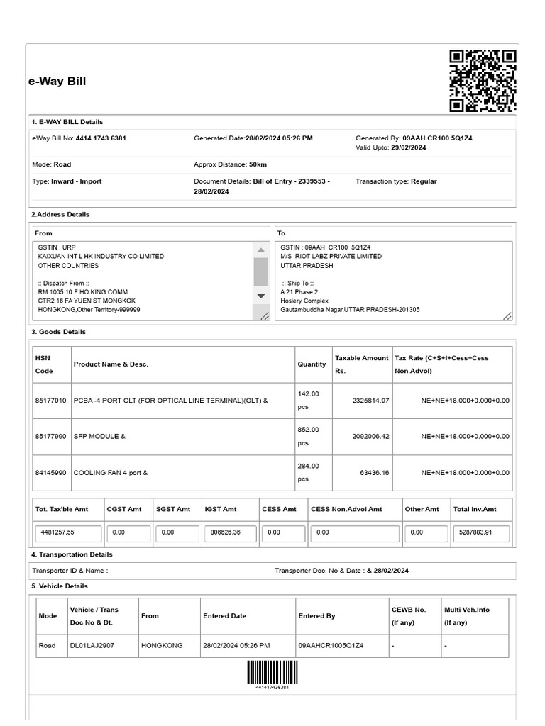 E-Way Bill | PDF | Taxes | Government Finances