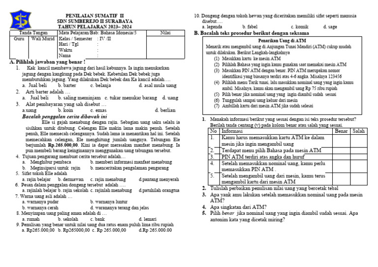 Sumatif Bindo Bab 5 | PDF