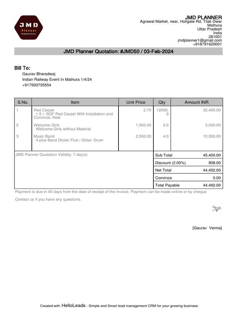 JMD PLANNER-JMD Planner Quotation-JMD0 | PDF | Business Documents | Payments