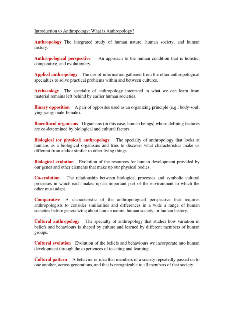 What Is Anthropology Terms | PDF | Anthropology | Ethnography
