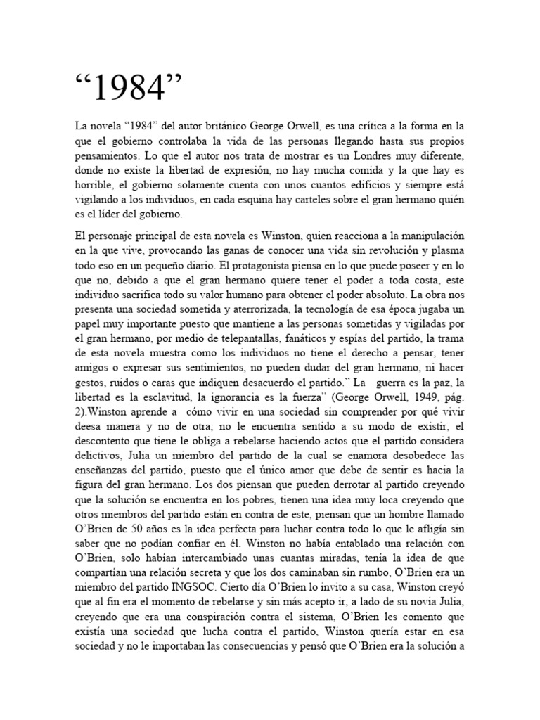 "1984: Control y Rebelión en Orwell" | PDF