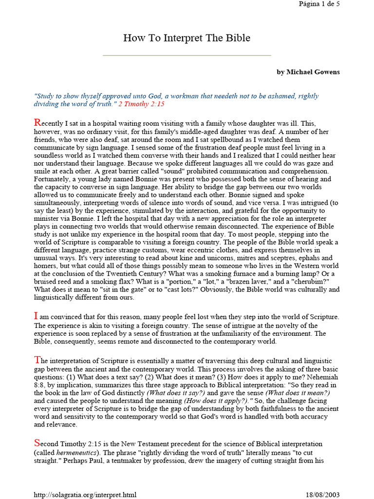 Gowens - How To Interpret The Bible | PDF | Biblical Inerrancy | Bible