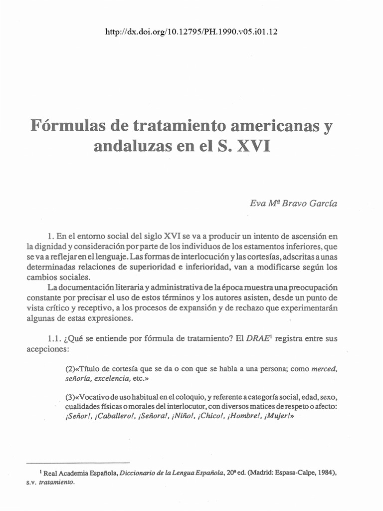 Tratamientos sociales en el S. XVI | PDF | Mecánica del lenguaje ...