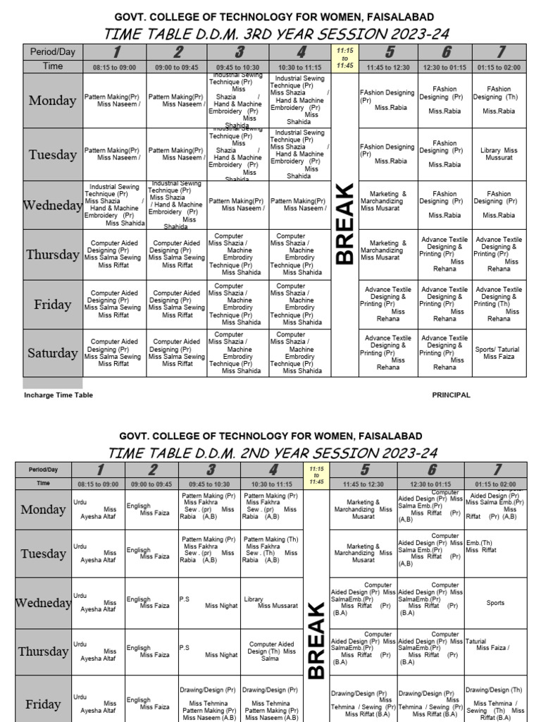 New Time Table | PDF | Sewing | Embroidery