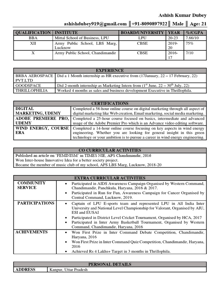 Ashish CV | PDF | Mass Media