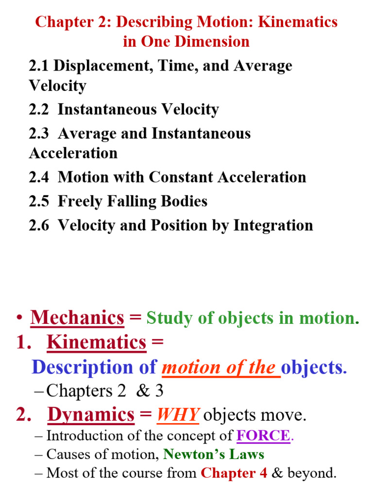 Chapter 2 Motion Along A Stright Line (Autosaved) | PDF | Velocity | Acceleration