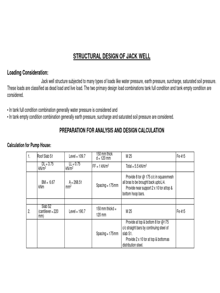 Structural Design of Jackwell | PDF | Architectural Elements | Civil ...