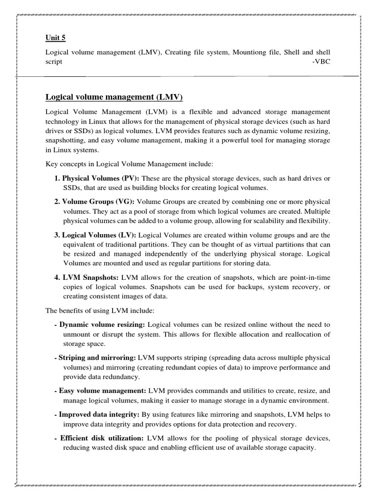 Unit 5 Linux | PDF | File System | Shell (Computing) Unit 5 Linux | PDF | File System | Shell (Computing)