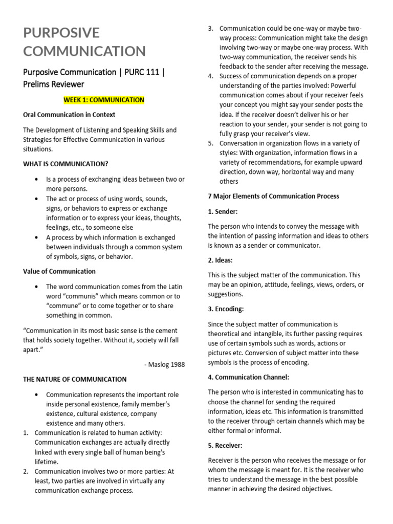 Purc111 Reviewer | PDF | Communication | Nonverbal Communication