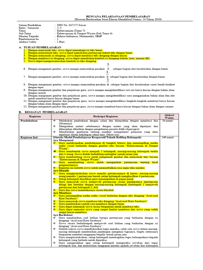 6 - RPP Siklus III Pert 1 Kls 2 SD | PDF