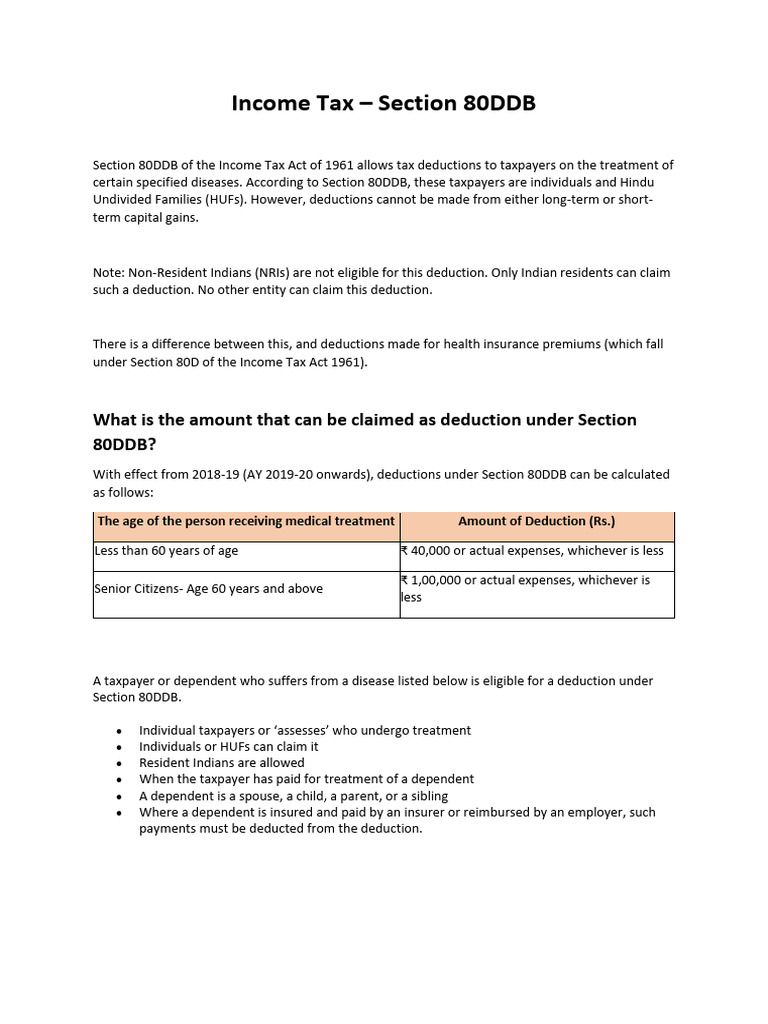 IT Section 80DDB | PDF | Self-Improvement | Wellness