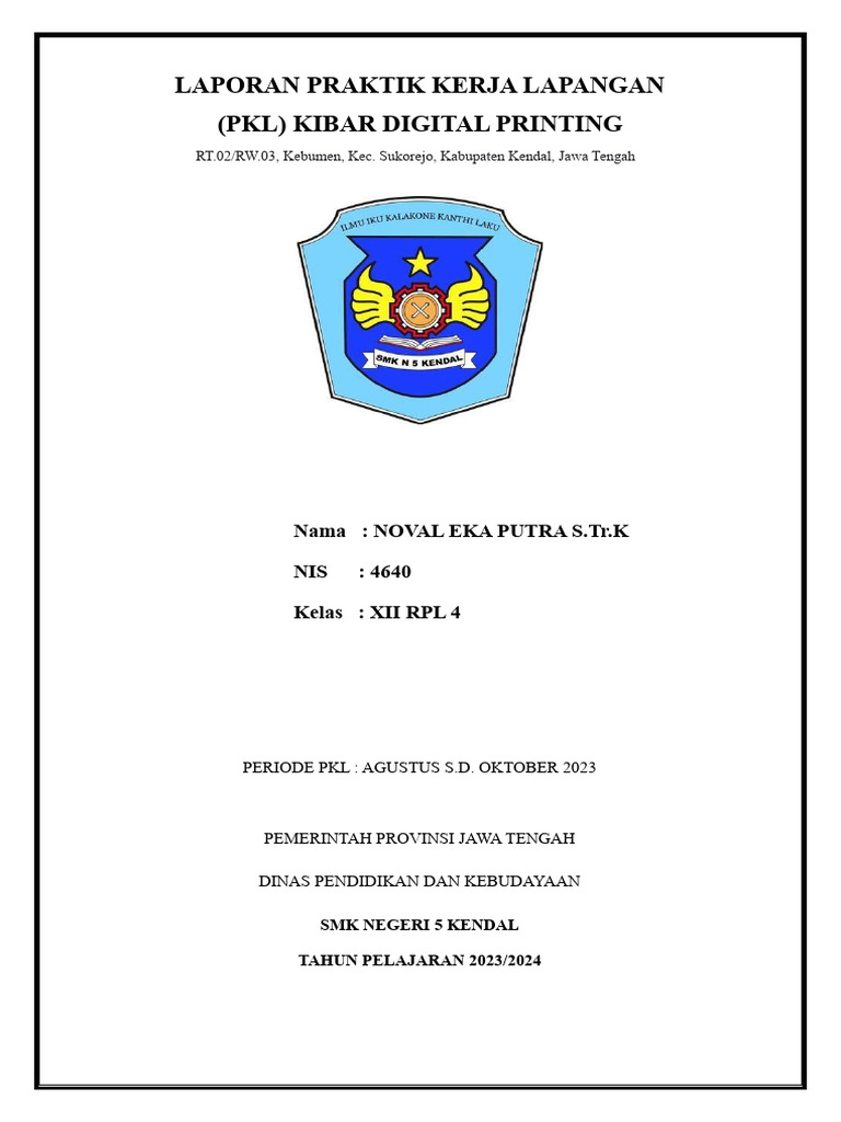 Noval Eka Putraa Laporan PKL 2023 | PDF | Karier & Perkembangan