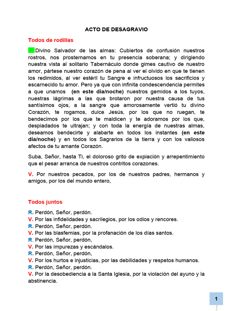 Acto de Desagravio | PDF | Perdón | Pecado