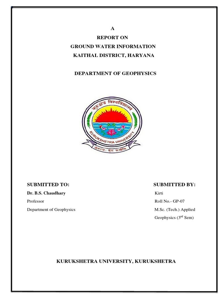Groundwater Report | PDF | Groundwater | Aquifer
