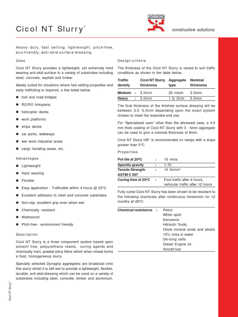 Cicol NT Slurry | Download Free PDF | Concrete | United Arab Emirates