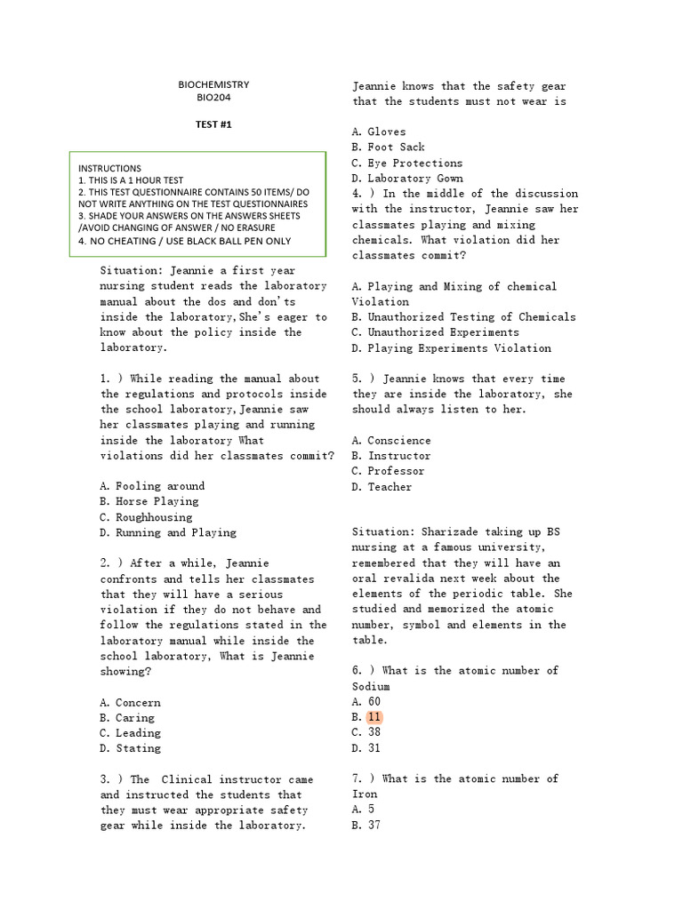 BIOCHEMISTRY Quiz 1 | Download Free PDF | Chemical Elements | Physical ...