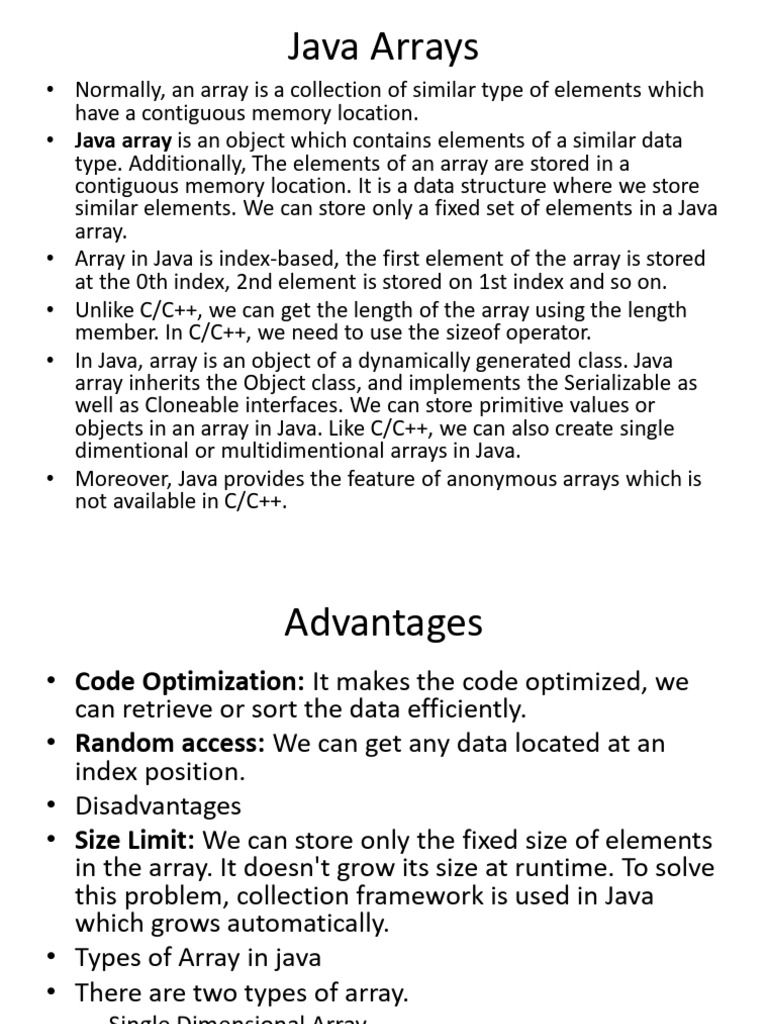 Java Arrays Pdf C Programming Language Java Programming Language 9512