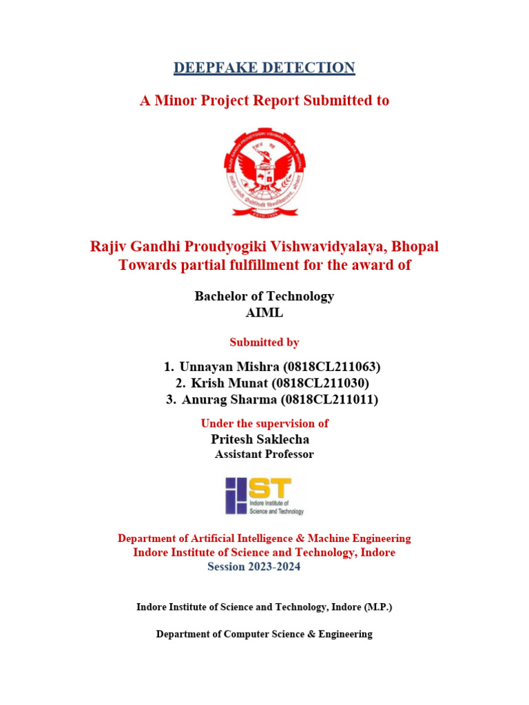 AIML Major Minor FORMAT DeepFake | PDF