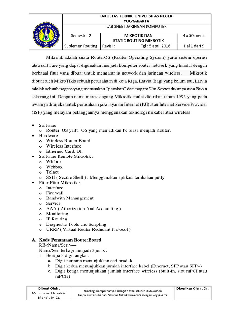 6 - B - Labsheet Suplemen Mikrotik Routing | PDF