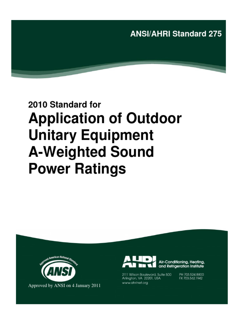Ansi Ahri 275 2010 PDF Decibel Physical Quantities