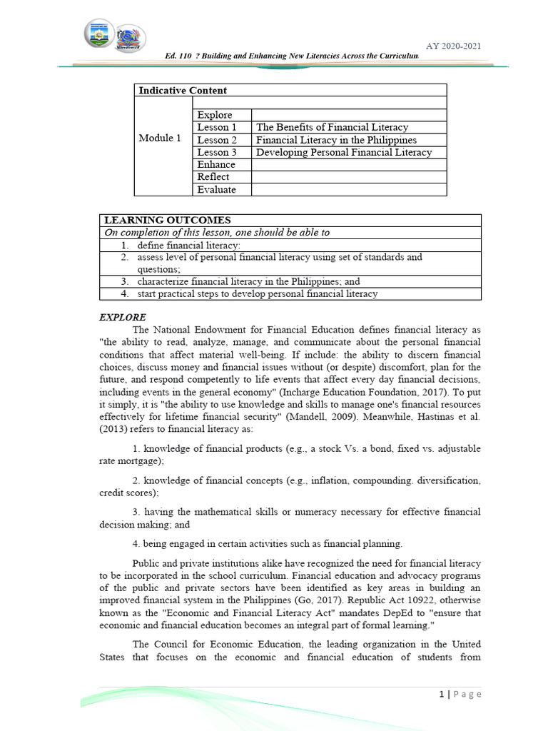 Financial Literacy in the Philippines | PDF | Financial Literacy | Saving