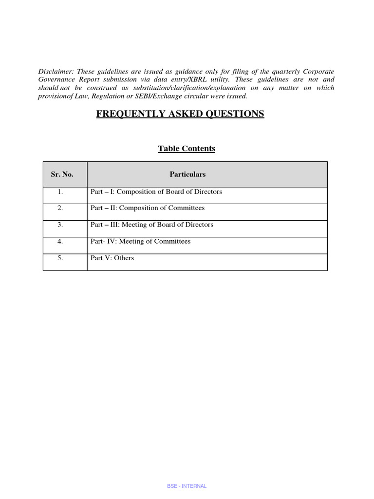 FAQs Corporate Governance | Download Free PDF | Audit Committee | Board ...