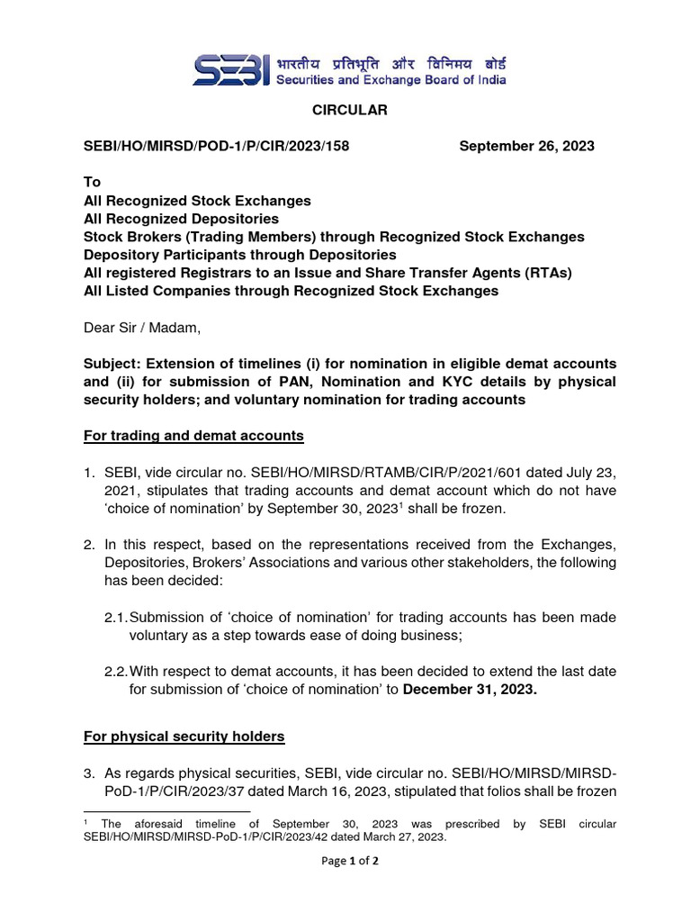 Circular 26.09.2023 | PDF | Securities (Finance) | Stocks