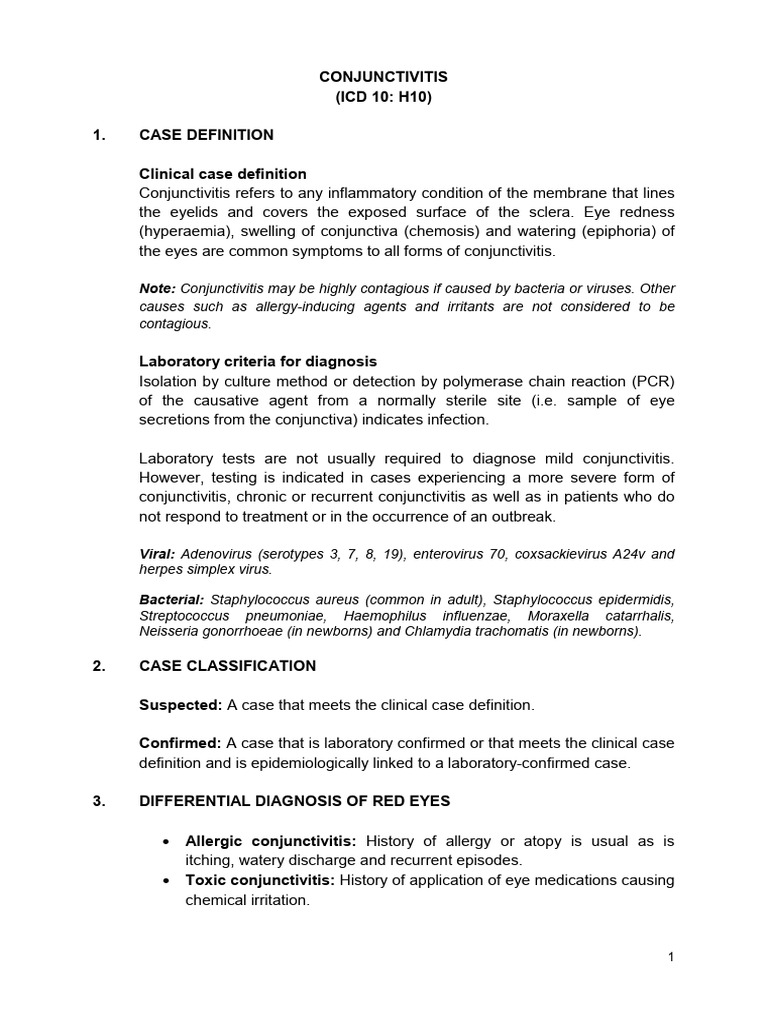 Conjunctivitis (H10) | PDF | Medical Specialties | Diseases And Disorders