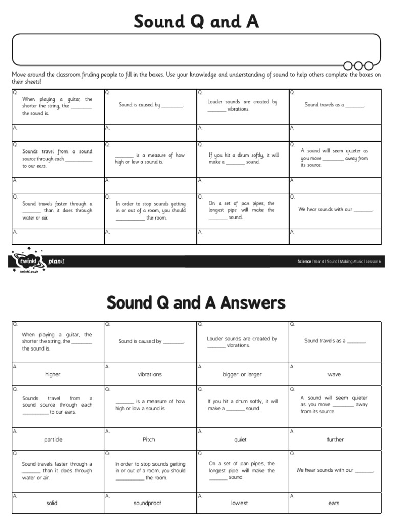 Activity Sheet Sound Q and A Answers | PDF | Sound | Qualia