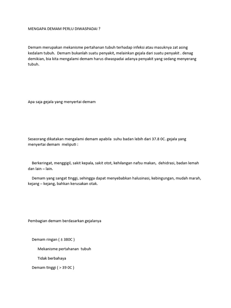 Mengapa Demam Perlu Diwaspadai | PDF