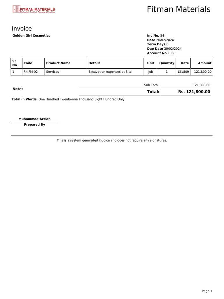 Excavation Invoice | PDF Excavation Invoice | PDF
