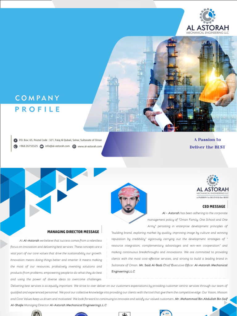 Al Astorah Mechanical Engineering - Company Profile | PDF | Safety | Engineering