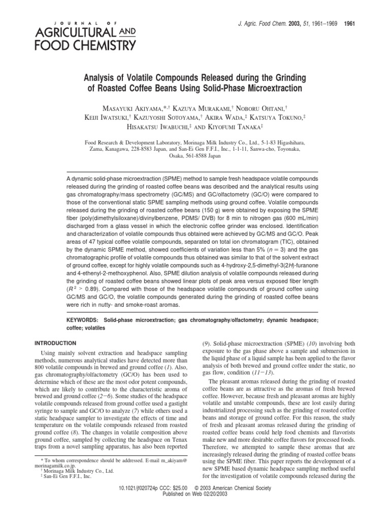35 Analysis of Volatile Compounds Released During The Grinding | PDF ...