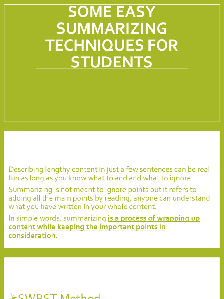 Summarizing Techniques 1.0 | PDF