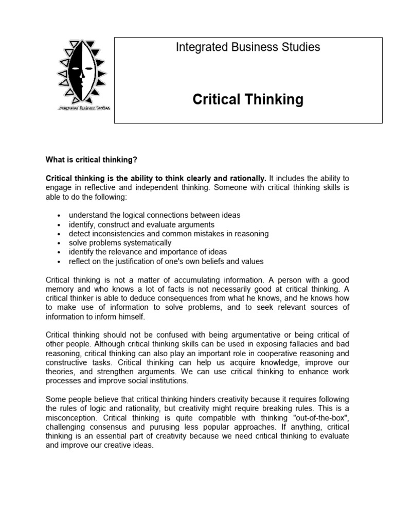 Critical Thinking | PDF
