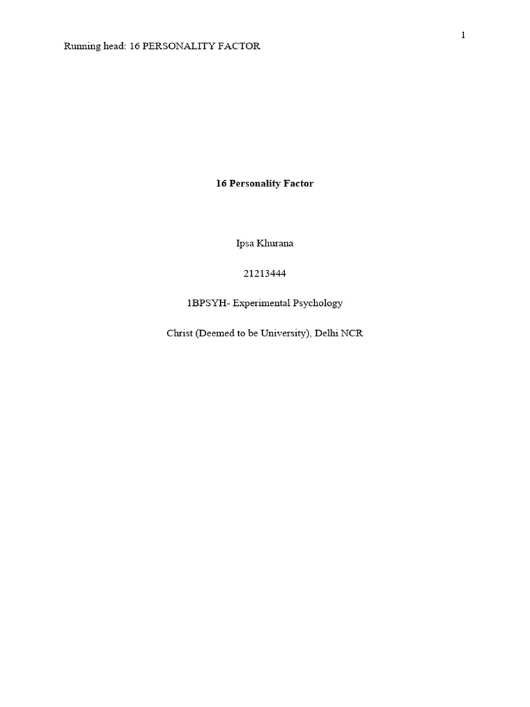 16pf Report | Download Free PDF | Psychology | Psychological Concepts