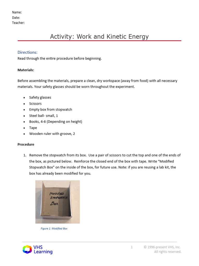 16 07 Work Kinetic Energy Lab Activity Template | PDF | Physical Sciences