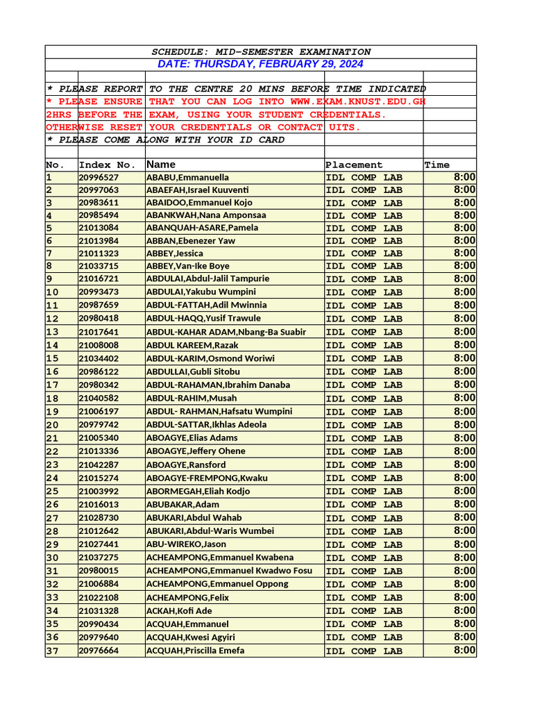 2 - 1. Math 161 - CS1 - Schedule-Midsem - 24 | PDF | Ghana