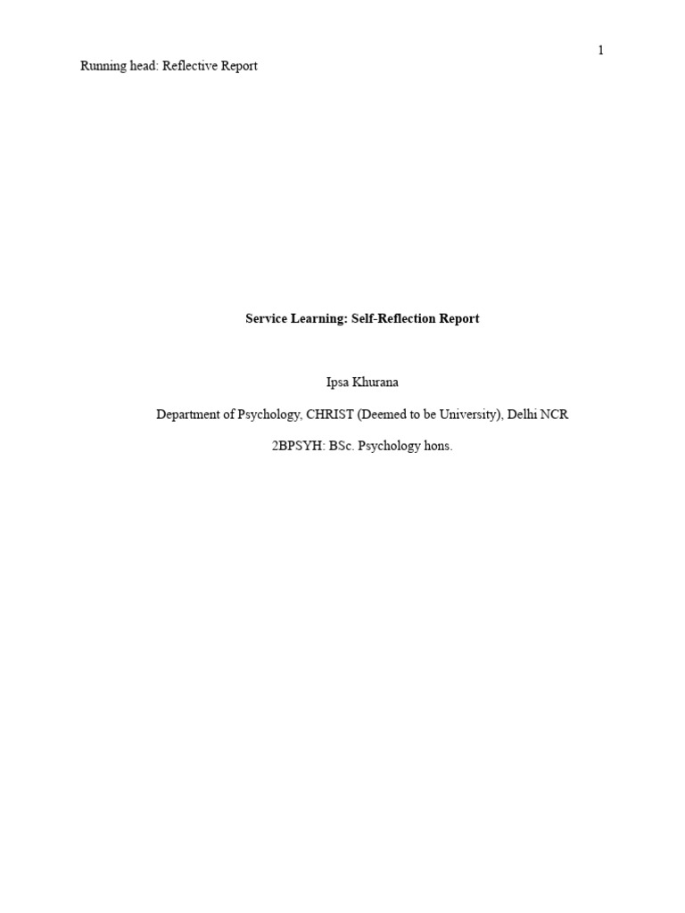 Reflective Report-Service Learning | PDF | Psychology | Mental Health