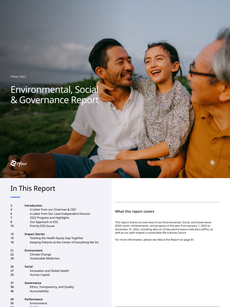 Pfizer ESG Report 2022 | PDF | Governance | Sustainability