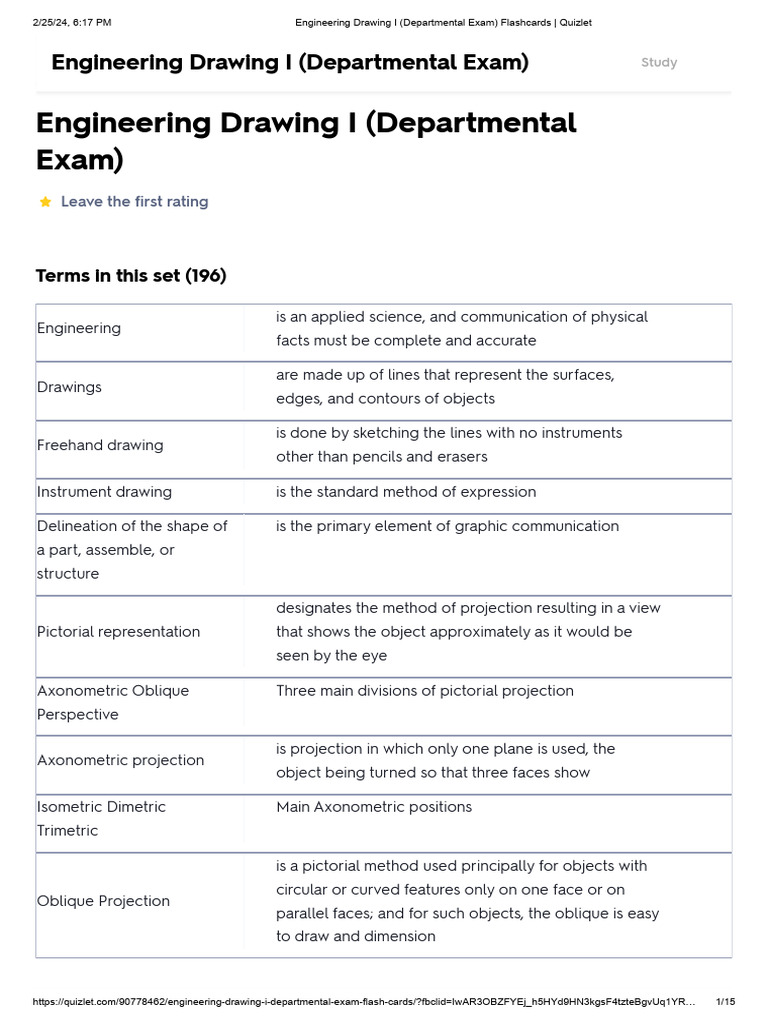 Engineering Drawing I (Departmental Exam) Flashcards - Quizlet | PDF | Screw | Triangle