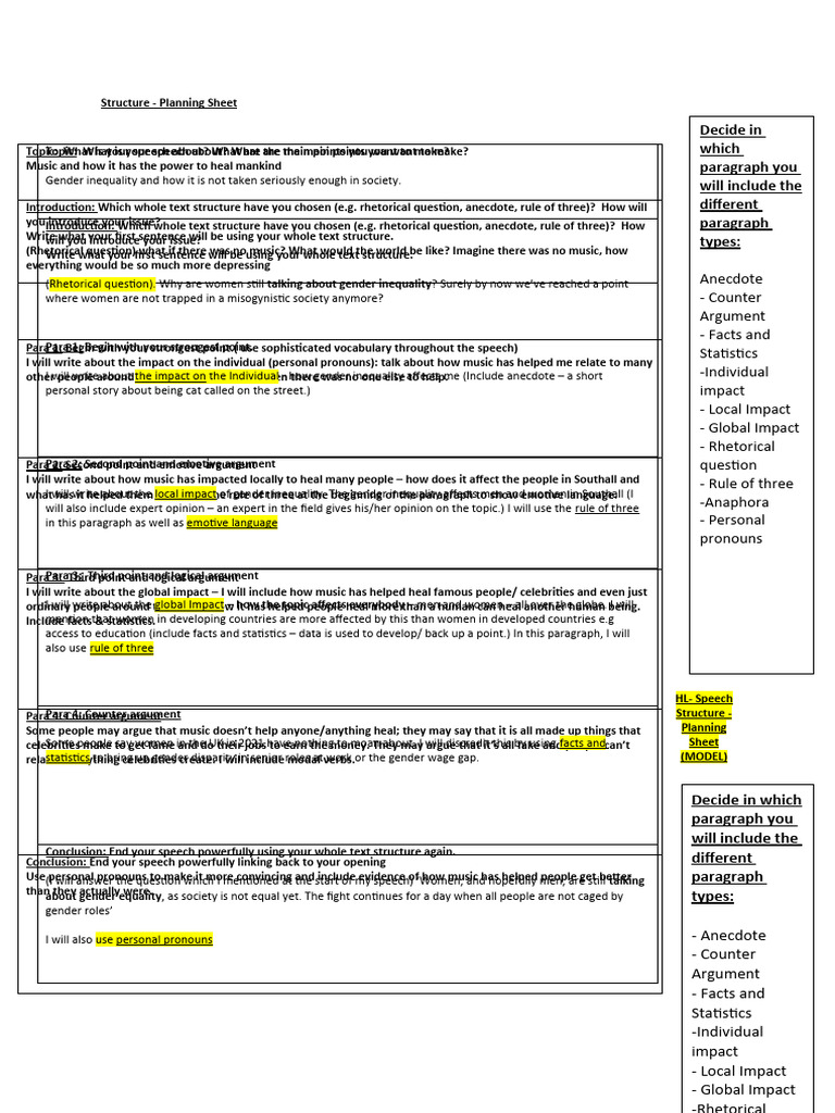 Speech Prep HL Task 2 | PDF | Argument