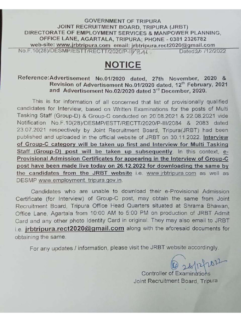 Notice For Interview | PDF