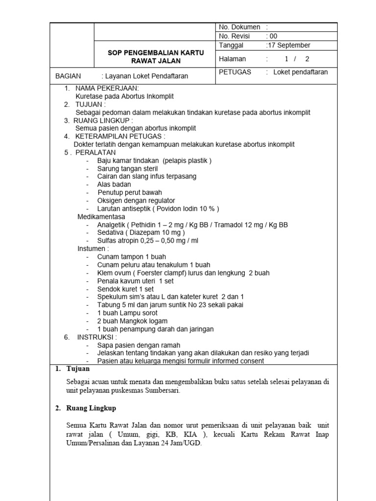 Sop Loket Pendaftaran | PDF