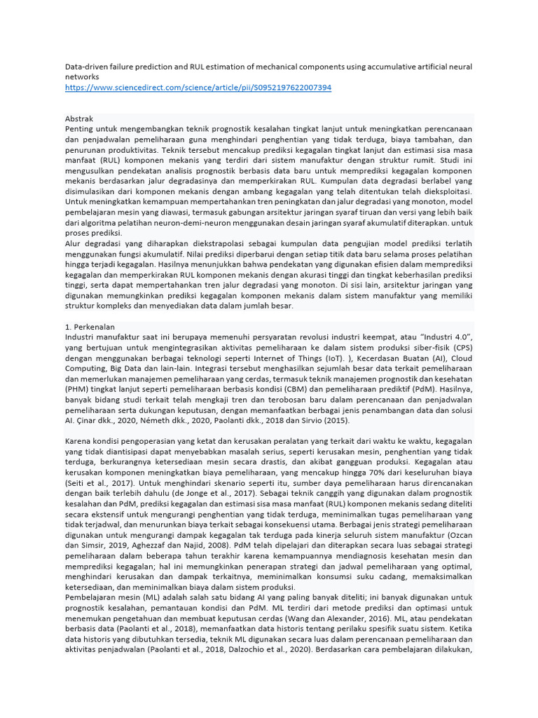 Predictive Maintenance Narasi | PDF