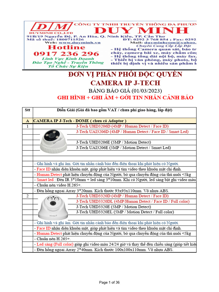 Catalog Duy Minh J Tech Camera | PDF
