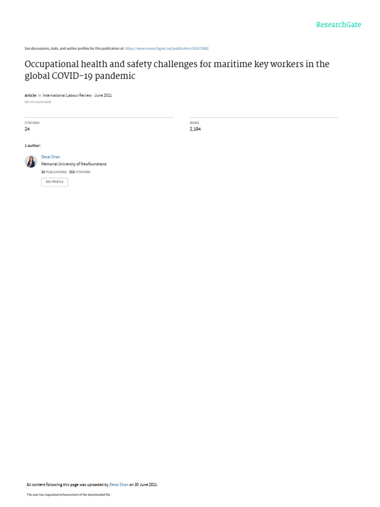 Occupational Health and Safety Challenges For Mari | PDF | Occupational ...