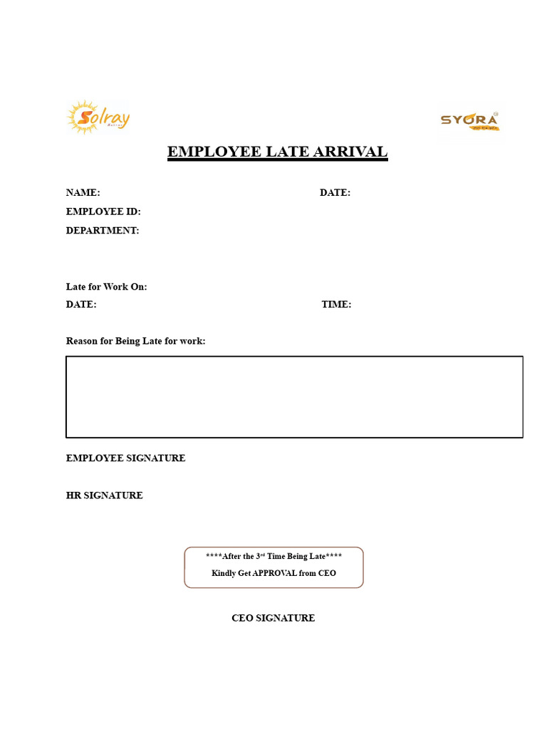 Employee Late Arrival Form | PDF