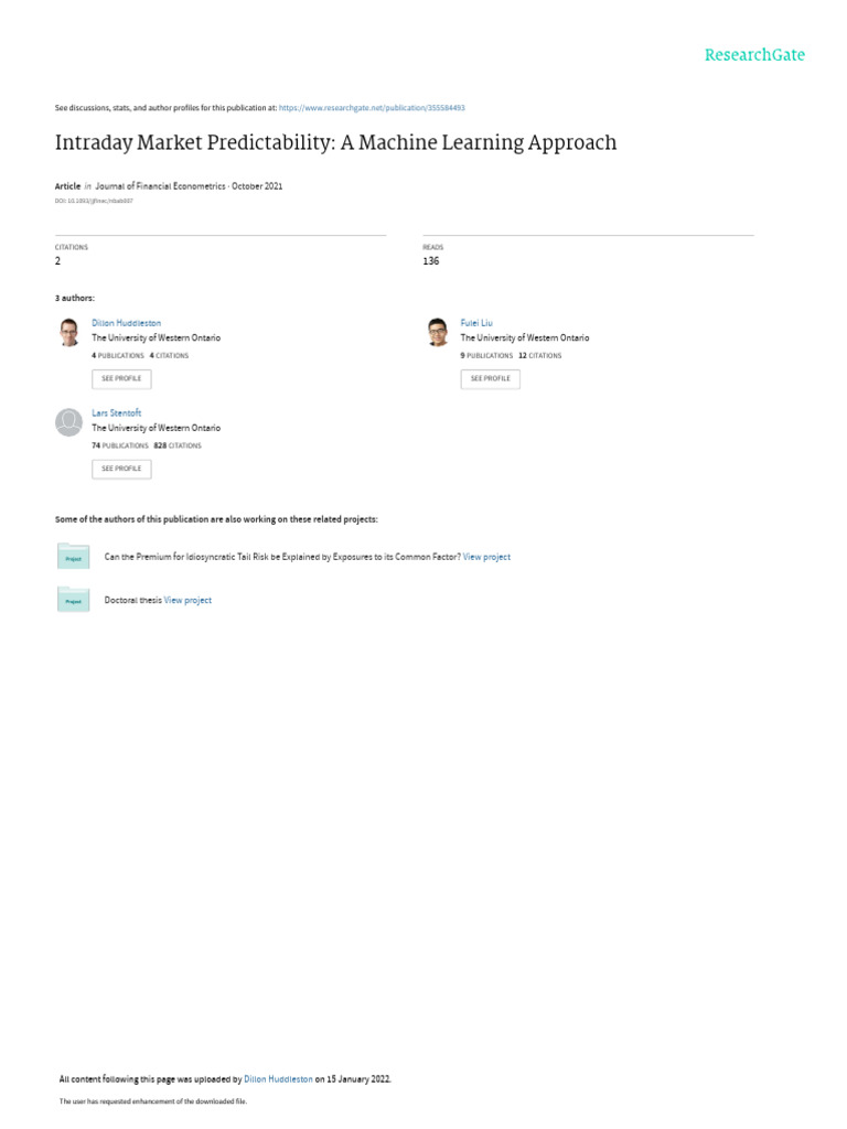 Intraday Market Predictability - A Machine Learning Approach | PDF | Eigenvalues And ...