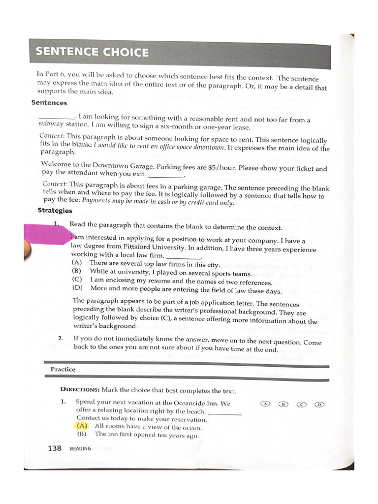 138-140 Sentence Choice | PDF